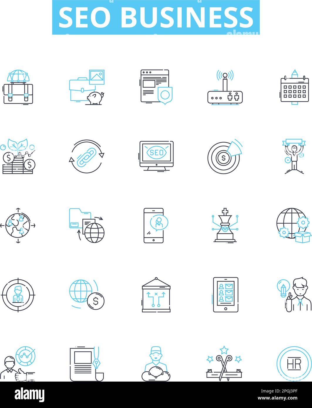 Seo business vector line icons set. SEO, Business, Digital, Marketing, Optimization, Ranking ...