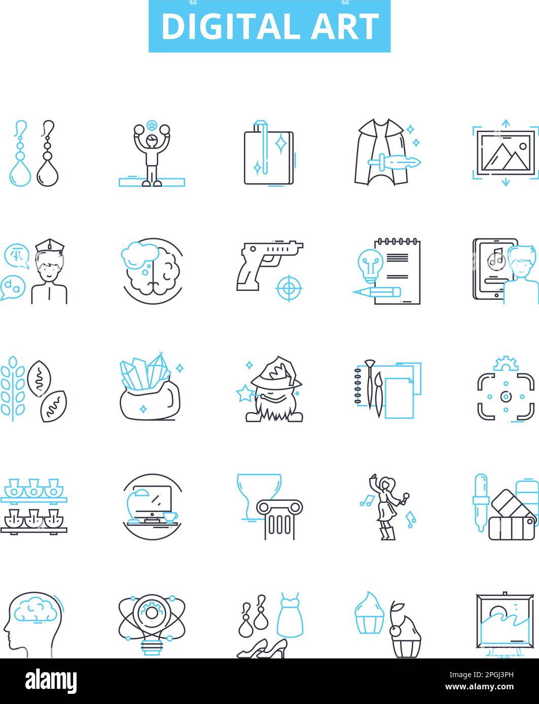 Digital Art Vector Line Icons Set Digital Art Graphic Design