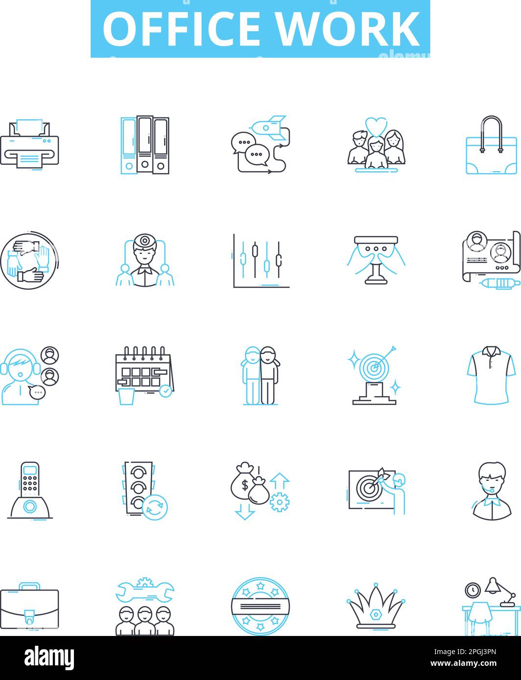Office work vector line icons set. Office, Work, Documents ...