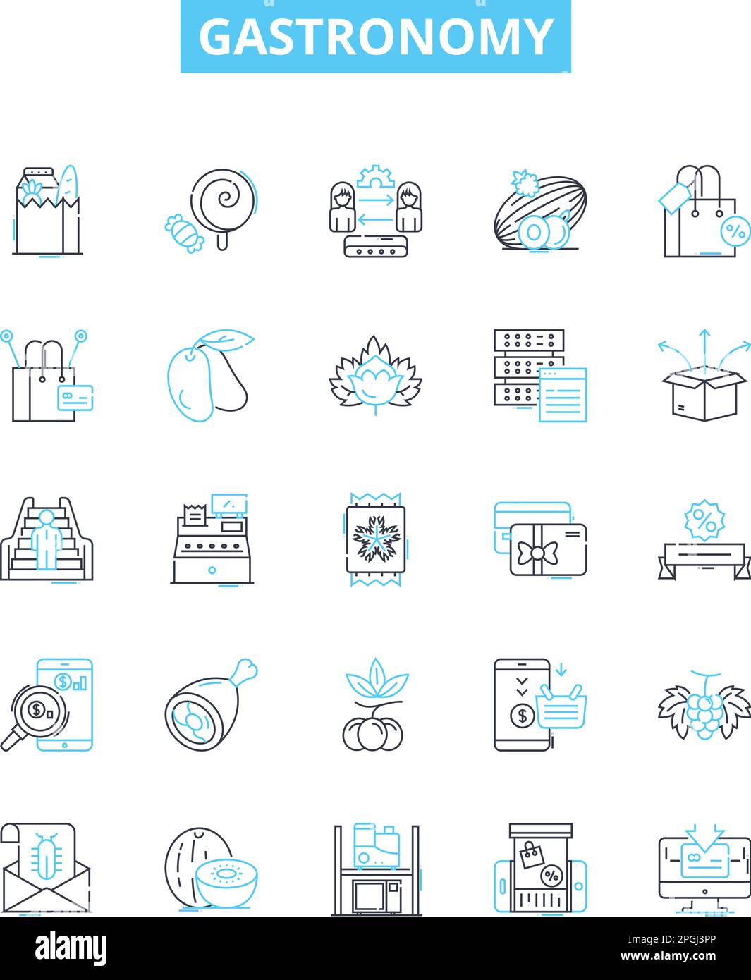 Gastronomy vector line icons set. Dining, Eating, Cuisine, Gastronomy ...