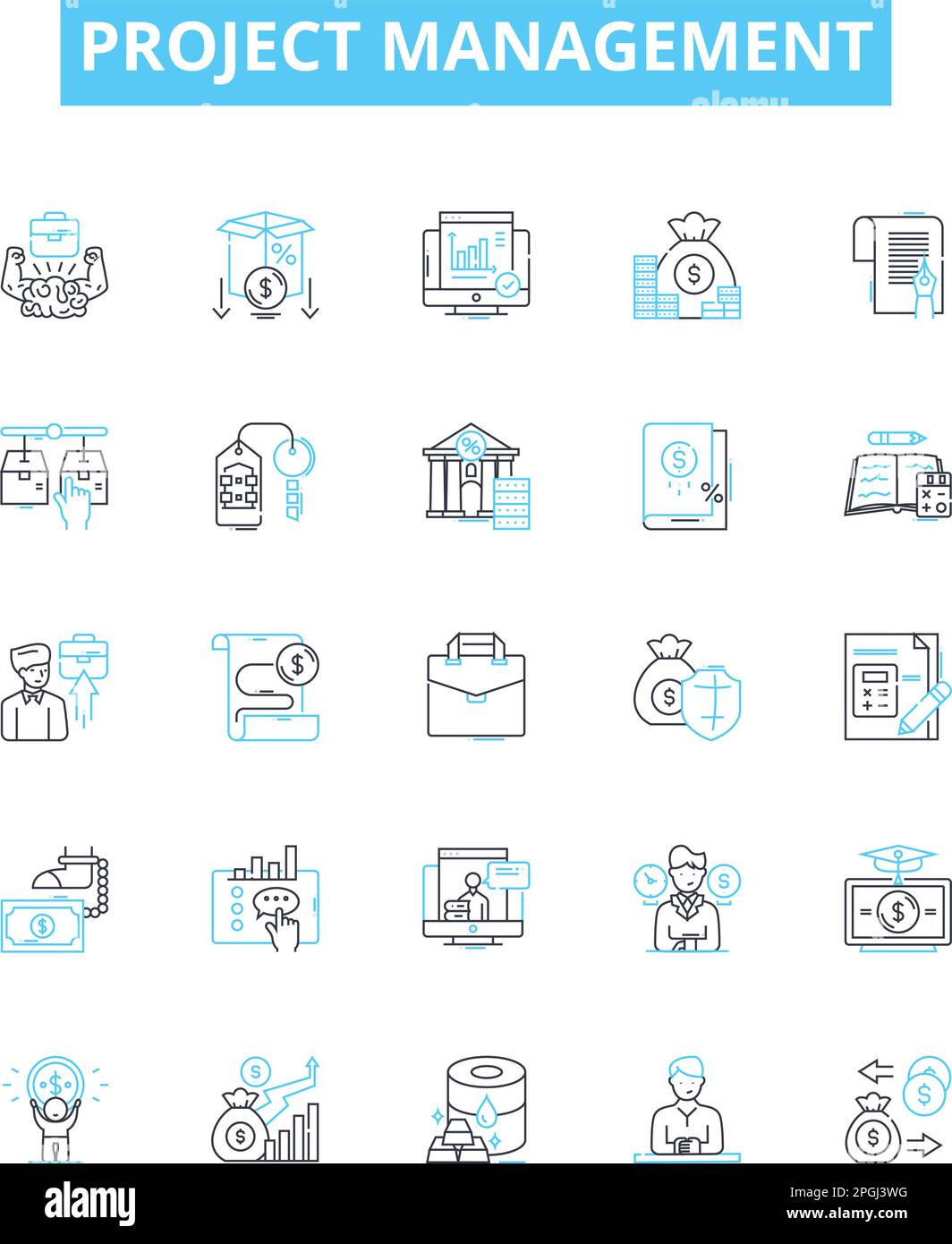 Project management vector line icons set. Planning, Managing ... Project management vector line icons set. Planning, Managing ...