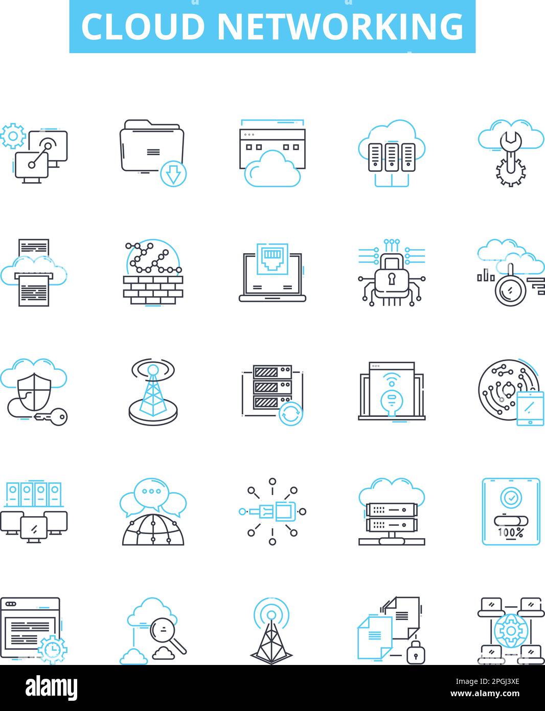 Cloud networking vector line icons set. Cloud, Networking ... Cloud networking vector line icons set. Cloud, Networking ...