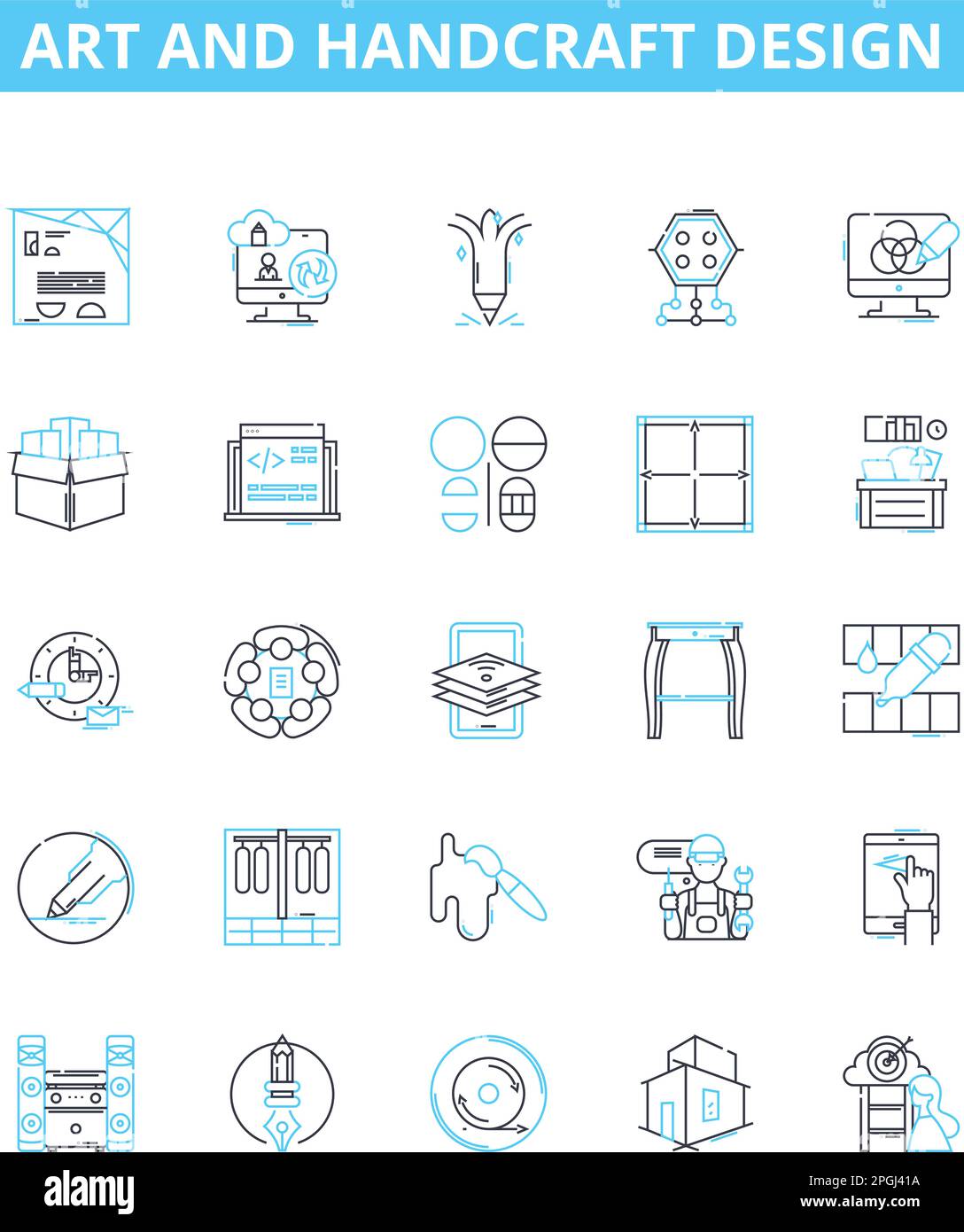 Art and handcraft design vector line icons set. Inspiration, Creativity ...