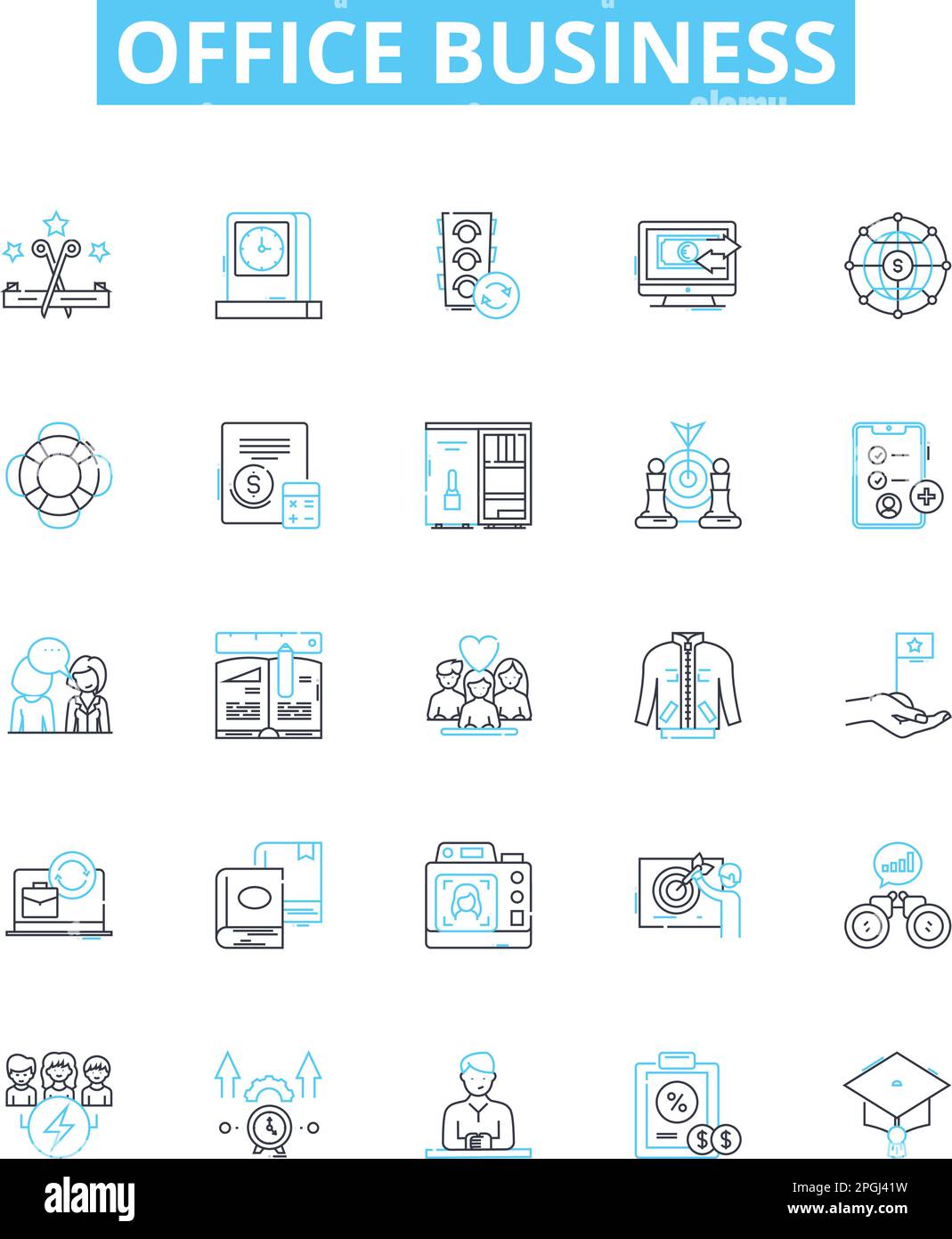 Office business vector line icons set. Office, Business, Workplace ...