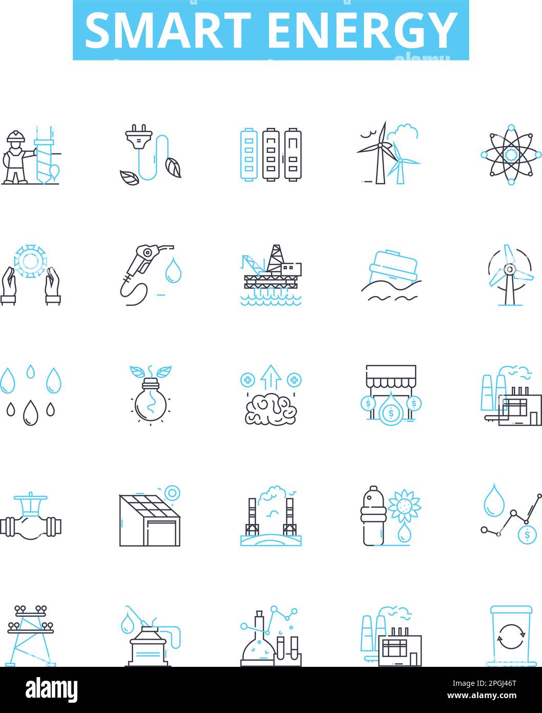 Smart Energy vector line icons set. Smart, Energy, Technologies ...