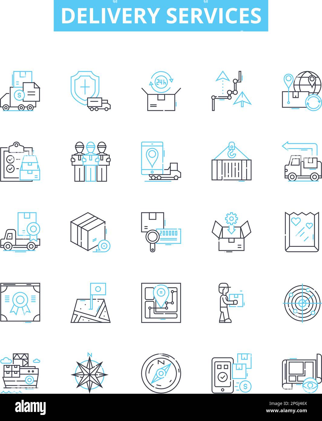 Delivery services vector line icons set. Courier, Delivery, Shipping, Logistics, Parcel, Express ...
