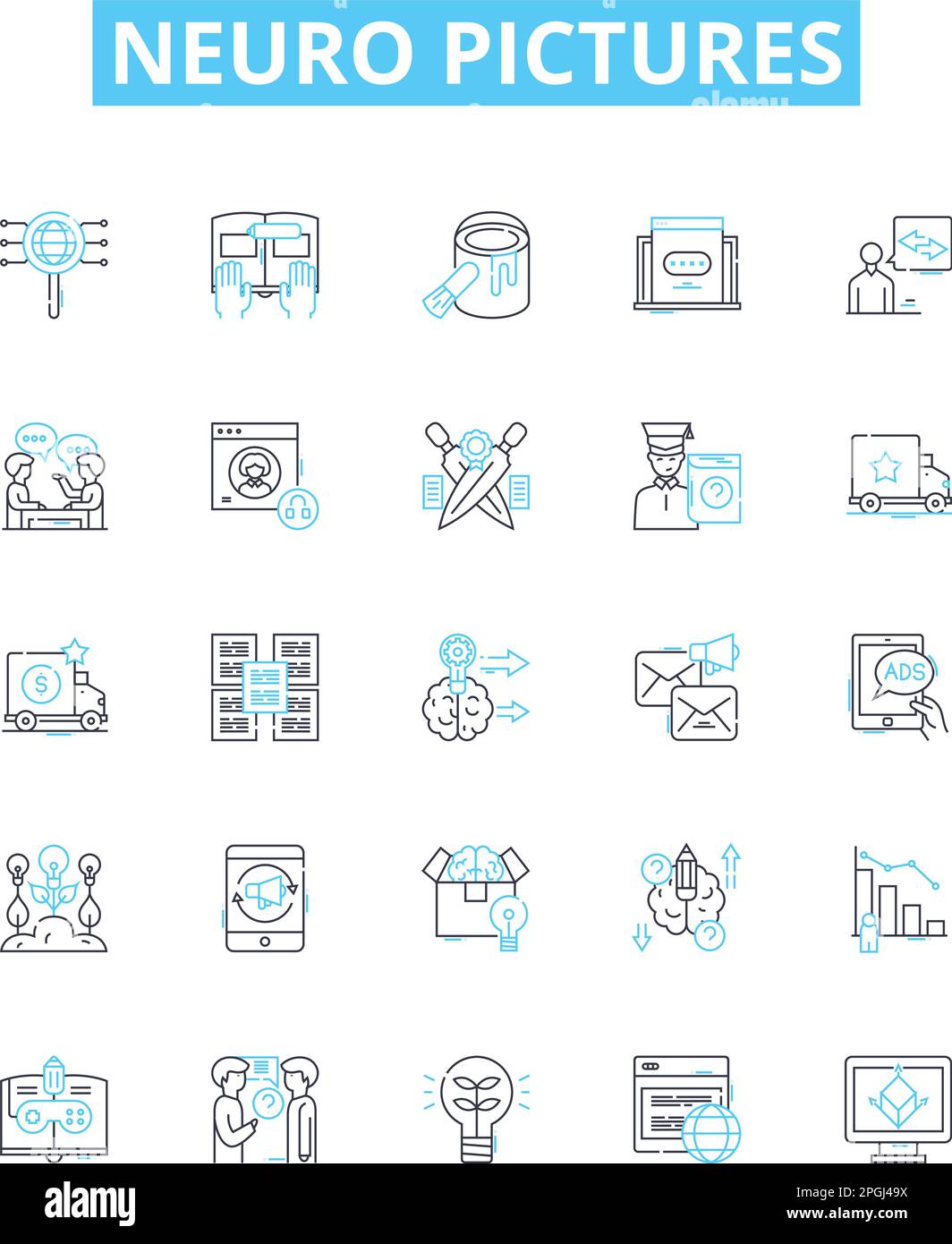 Neuro pictures vector line icons set. Neuroimage, Neurography, Brain ...