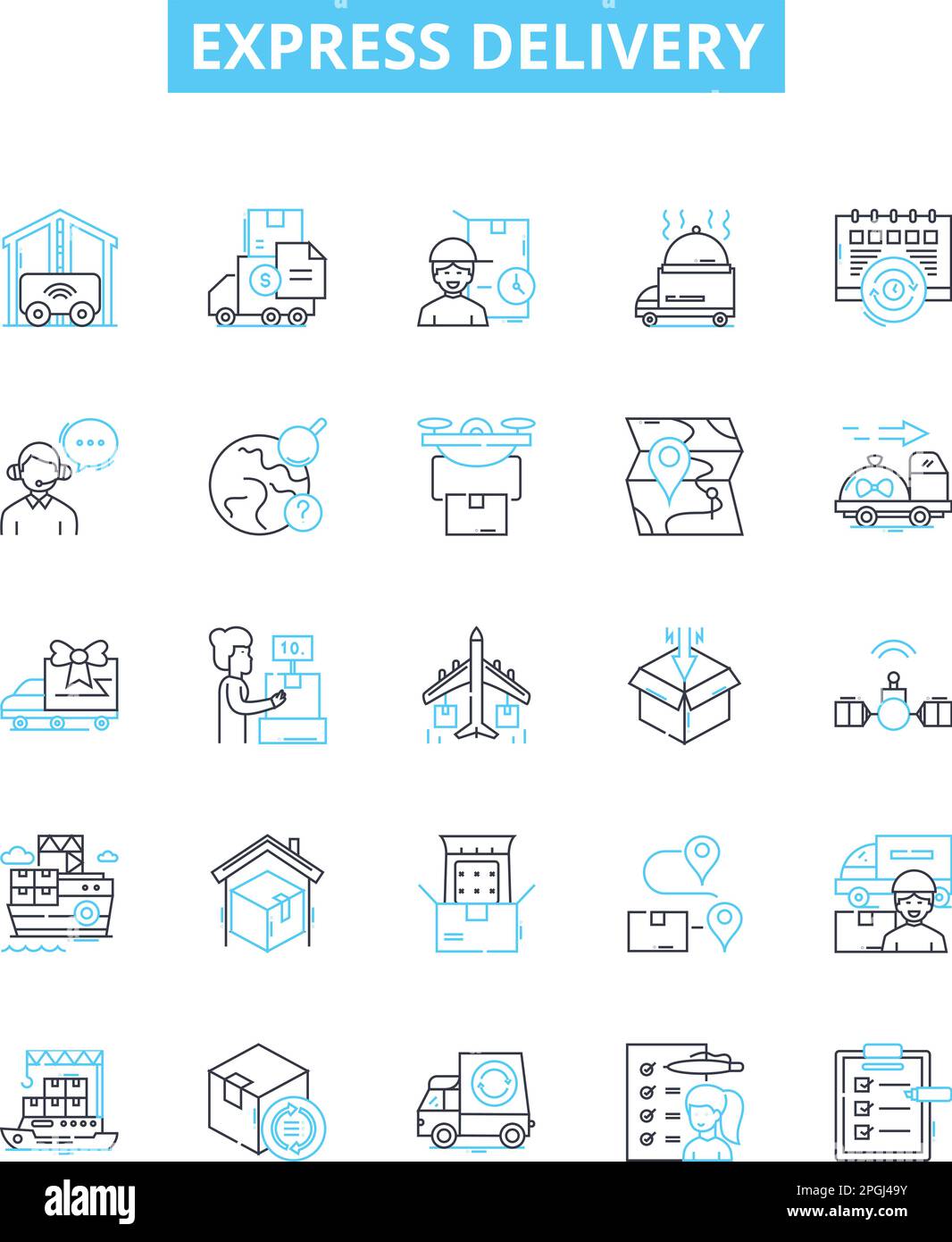 Express delivery vector line icons set. Express, Delivery, Rush, Quick ...