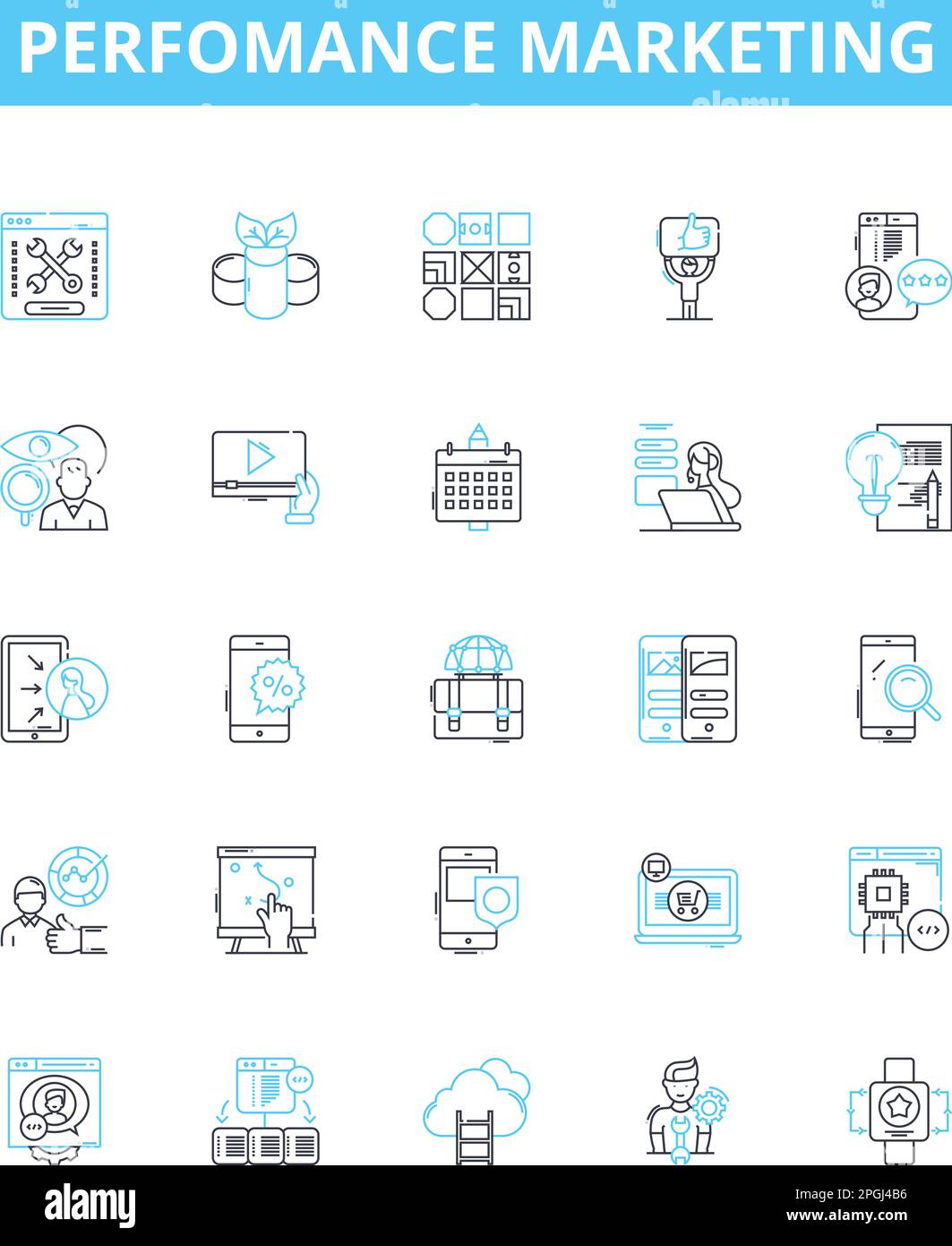 Perfomance marketing vector line icons set. Performance, Marketing ...