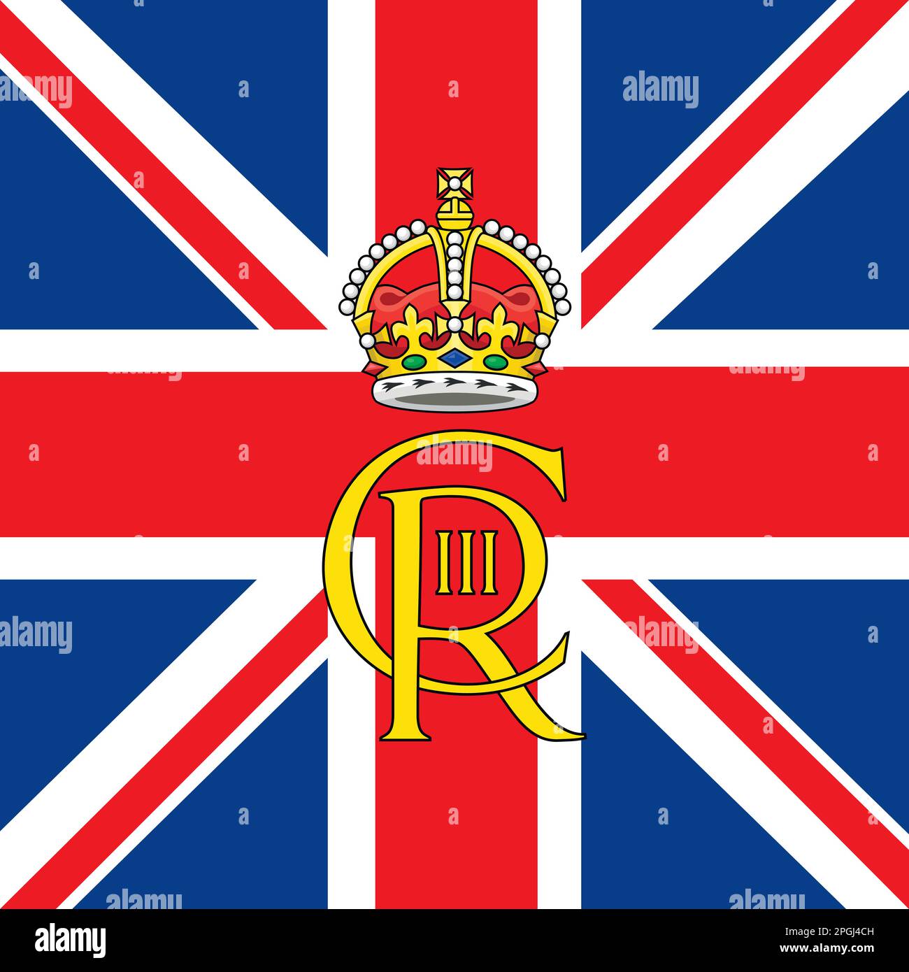 Charles III third symbol on the british flag, United Kingdom, vector ...
