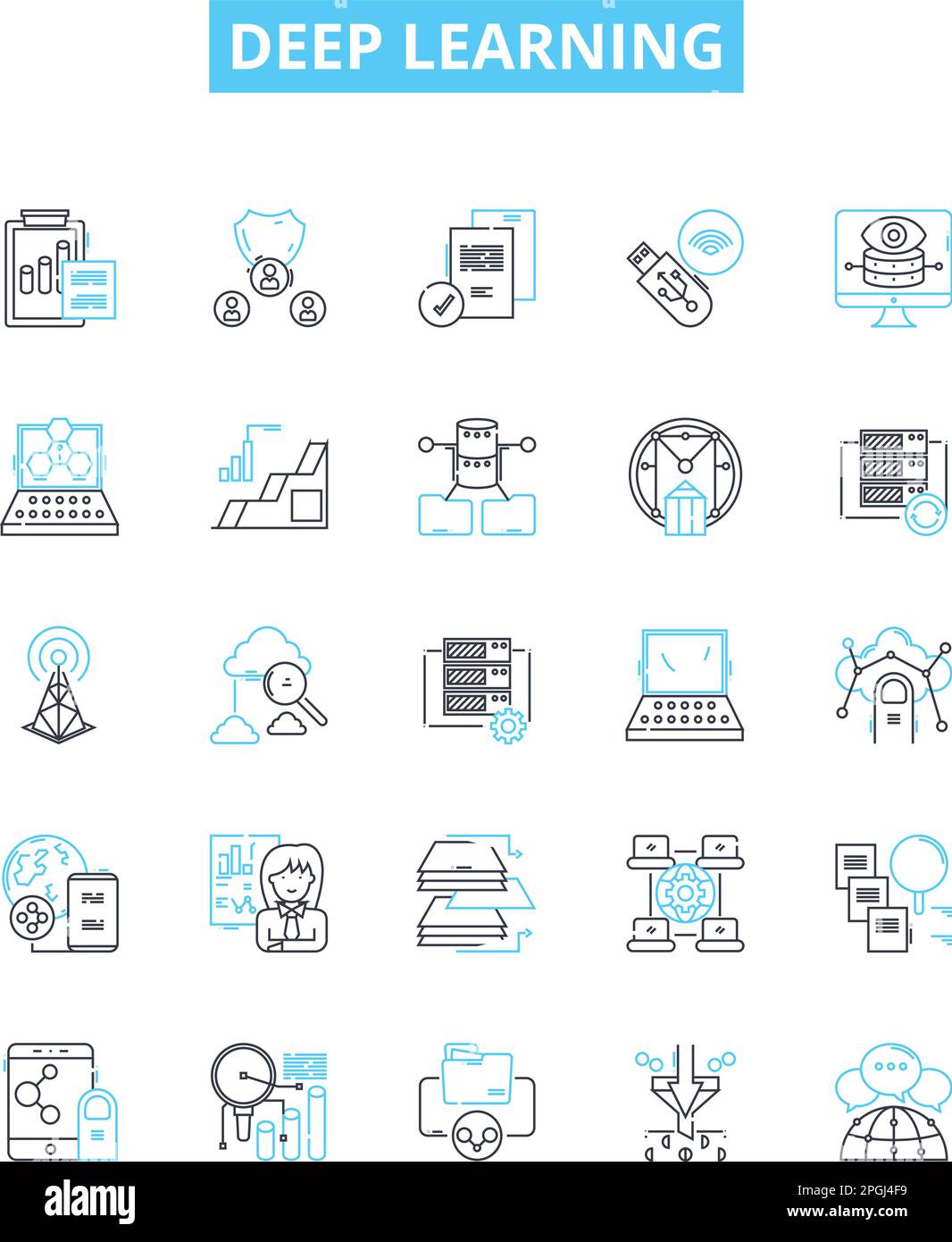 Deep Learning Vector Line Icons Set Deep Learning Neural Networks Ai Machine Learning