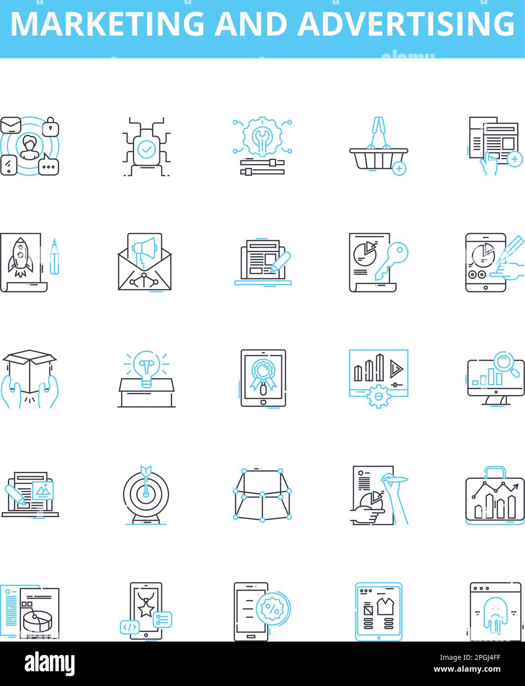 Marketing and advertising vector line icons set. Marketing, Advertising ...