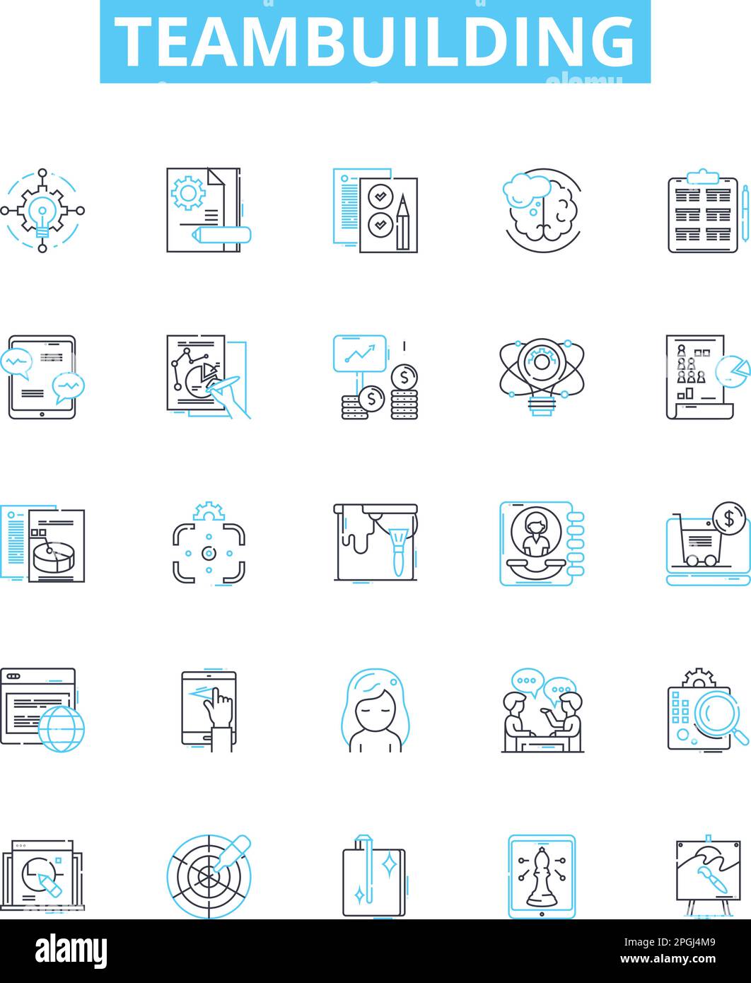 Teambuilding vector line icons set. Teamwork, Collaboration, Problem ...