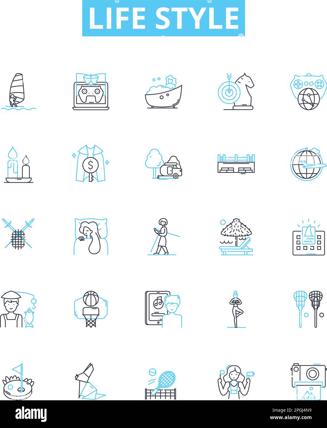 Life style vector line icons set. Lifestyle, Trend, Habits, Well-being ...