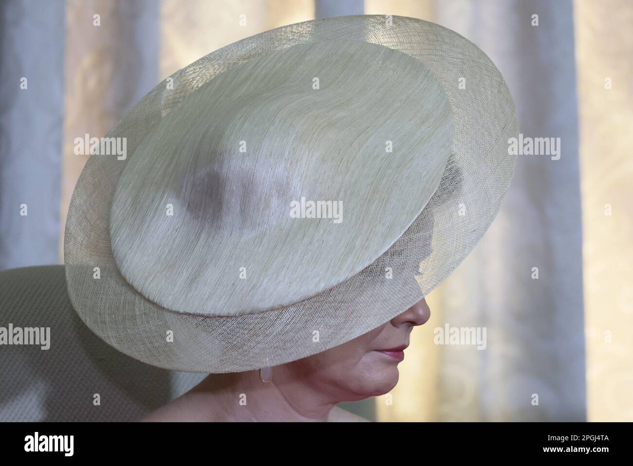 Pretoria, South Africa. 23rd Mar, 2023. The hat of Queen Mathilde of ...