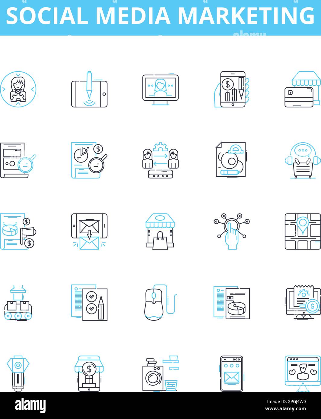 Social media marketing vector line icons set. Social, media, marketing ...