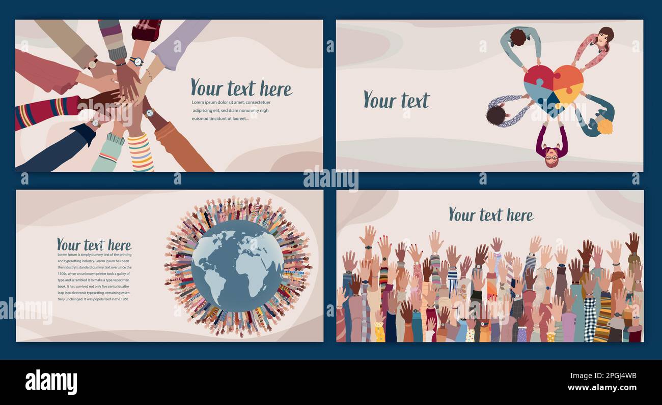 Volunteer people concept landing page poster editable template ...