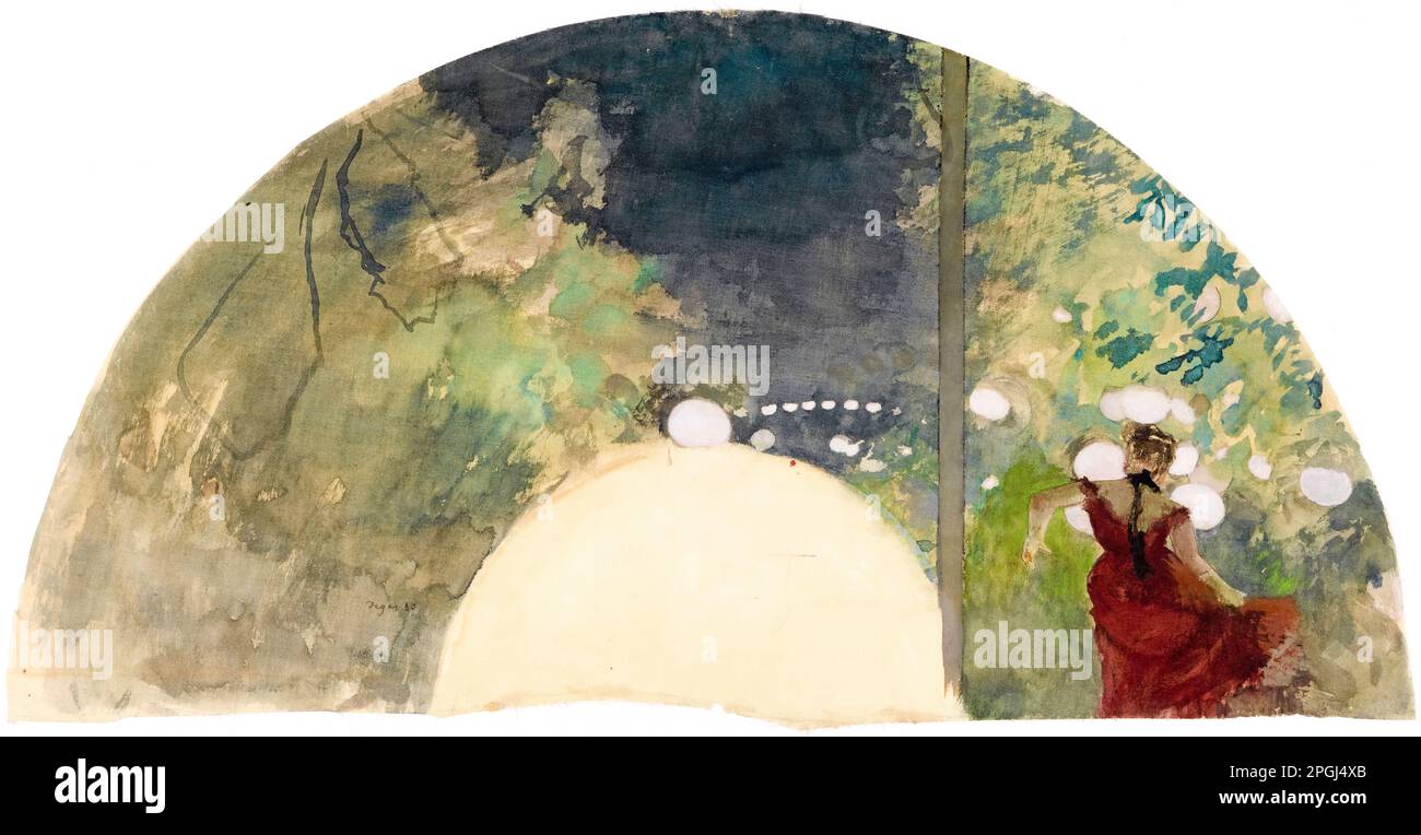 Edgar Degas, Singer in a Parisian garden café, watercolour painting on ...