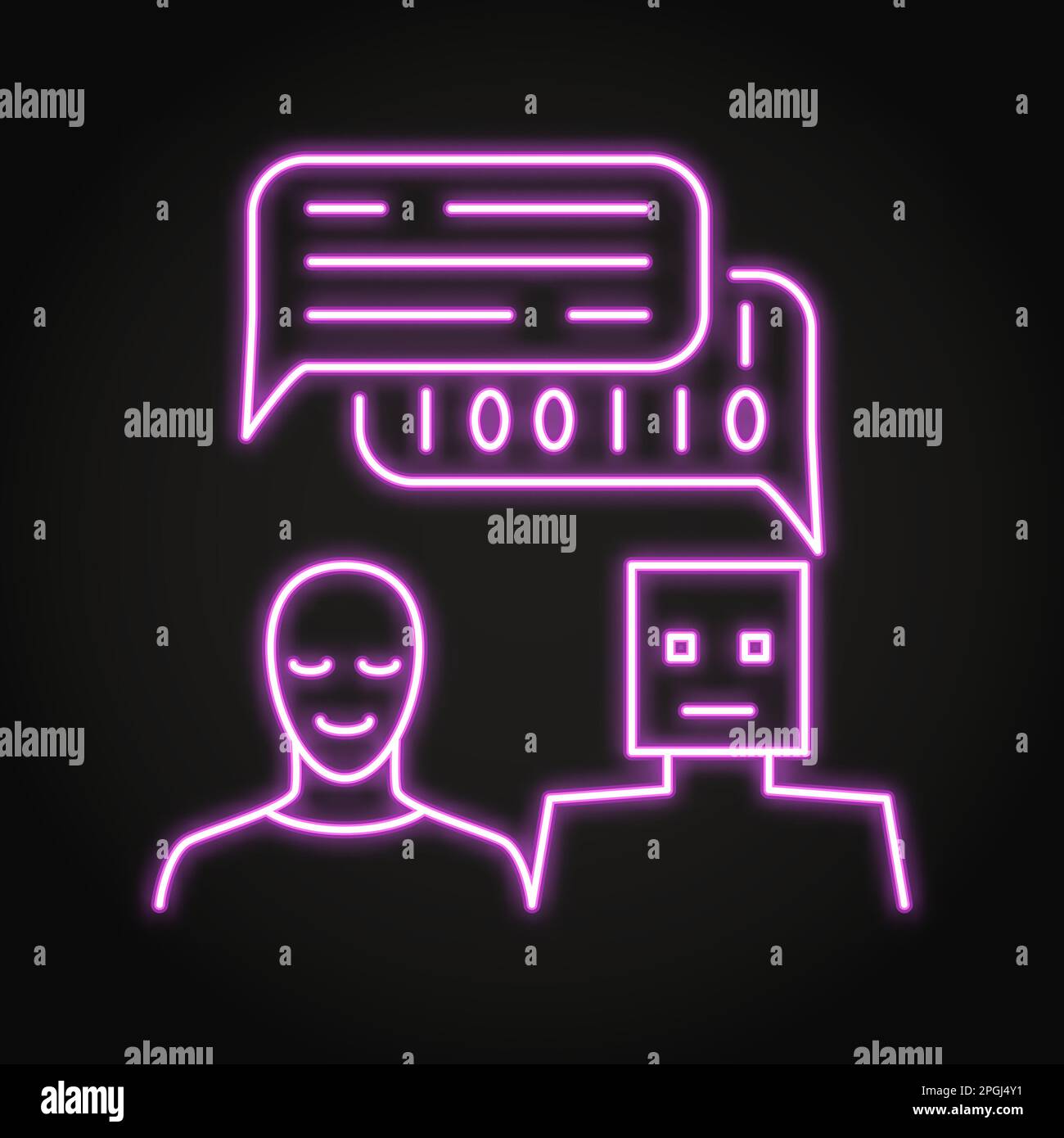 Natural Language Processing Neon Icon In Line Style Nlp Symbol Speech Processing Technology