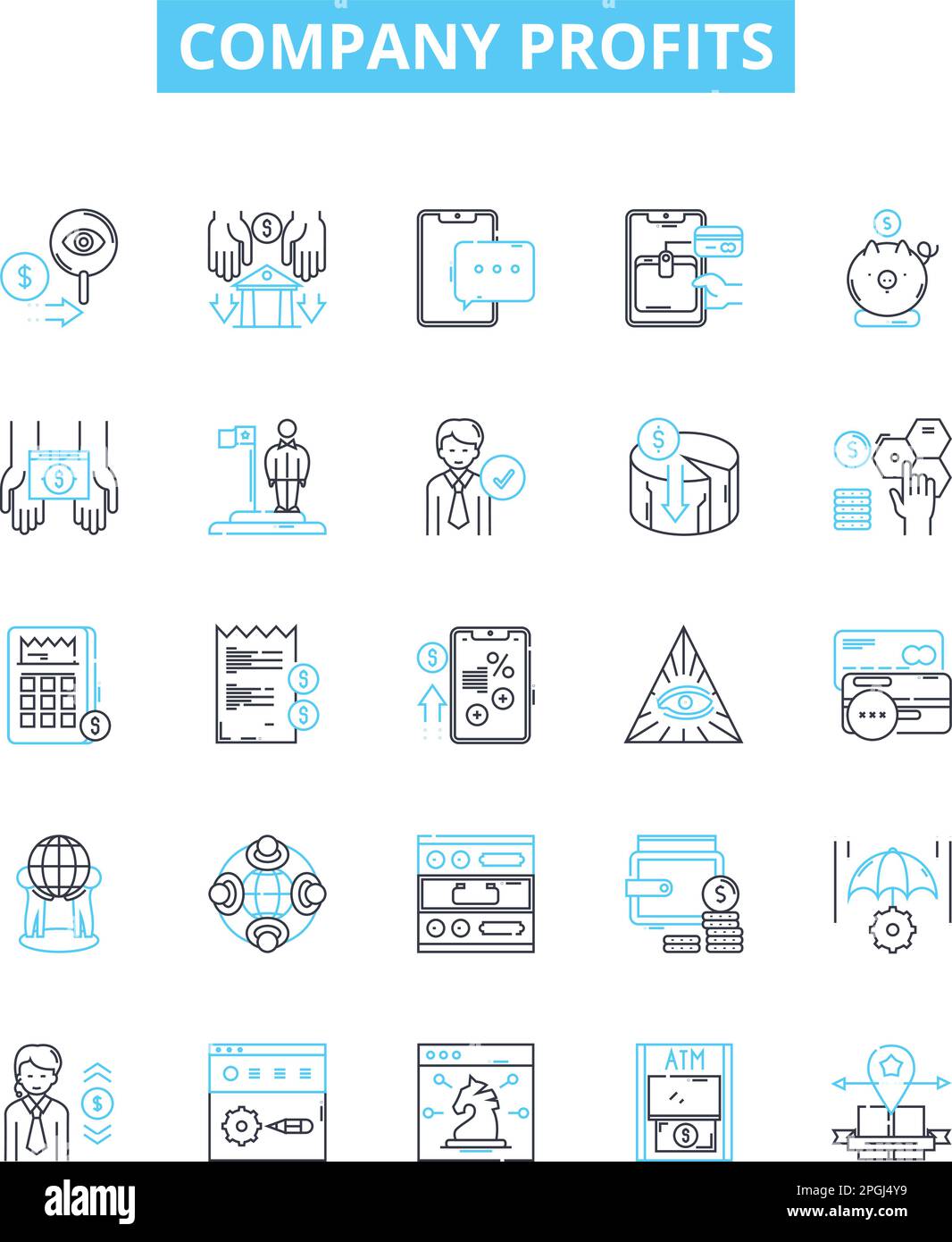Company profits vector line icons set. Profit, Revenue, Gains, Benefit ...