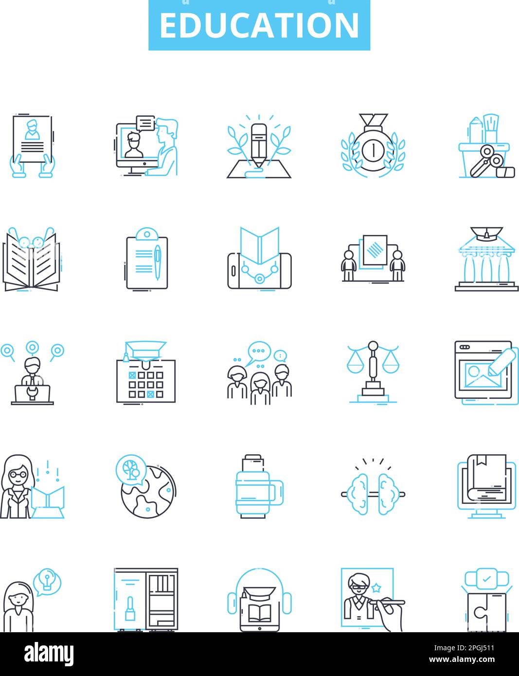Education vector line icons set. School, Learning, College, Institute ...