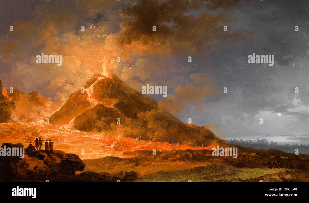 The Eruption of Vesuvius, landscape painting in oil on canvas by Pierre ...