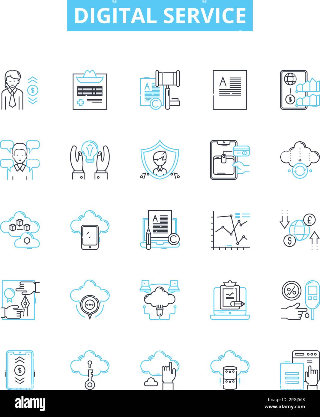 Digital service vector line icons set. Digital, Service, Online ...