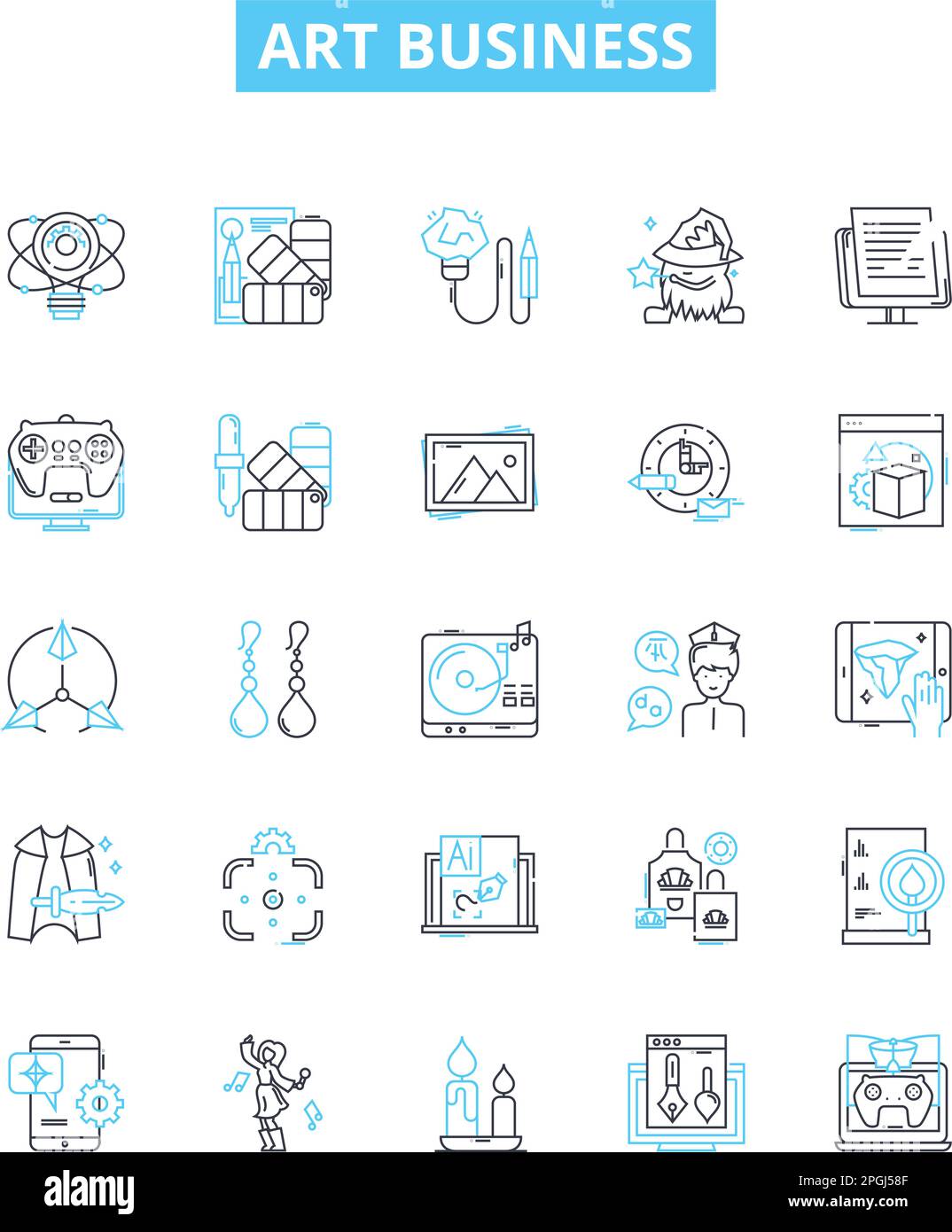 Art Business Vector Line Icons Set Art Business Commerce Networking Selling Design