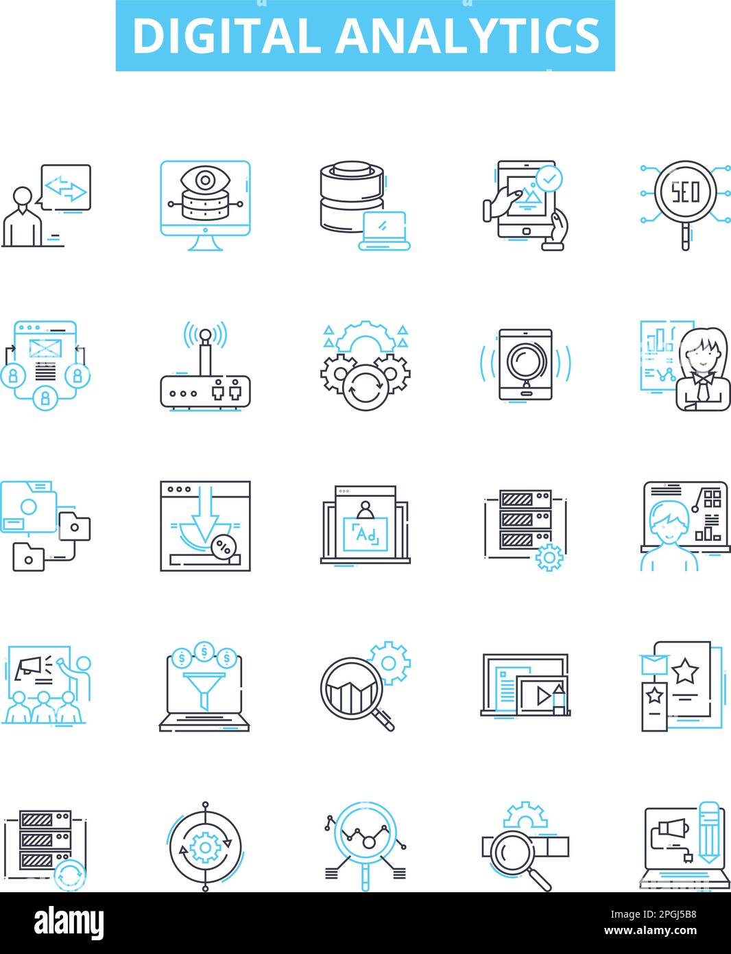 Digital Analytics Vector Line Icons Set Digital Analytics Tracking