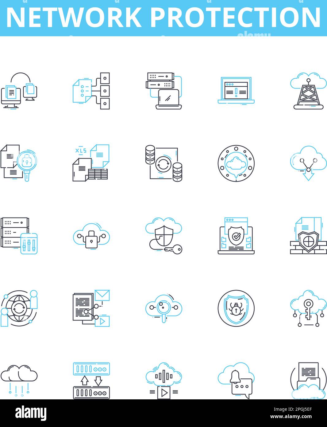 Network protection vector line icons set. Firewall, Antivirus ... Network protection vector line icons set. Firewall, Antivirus ...