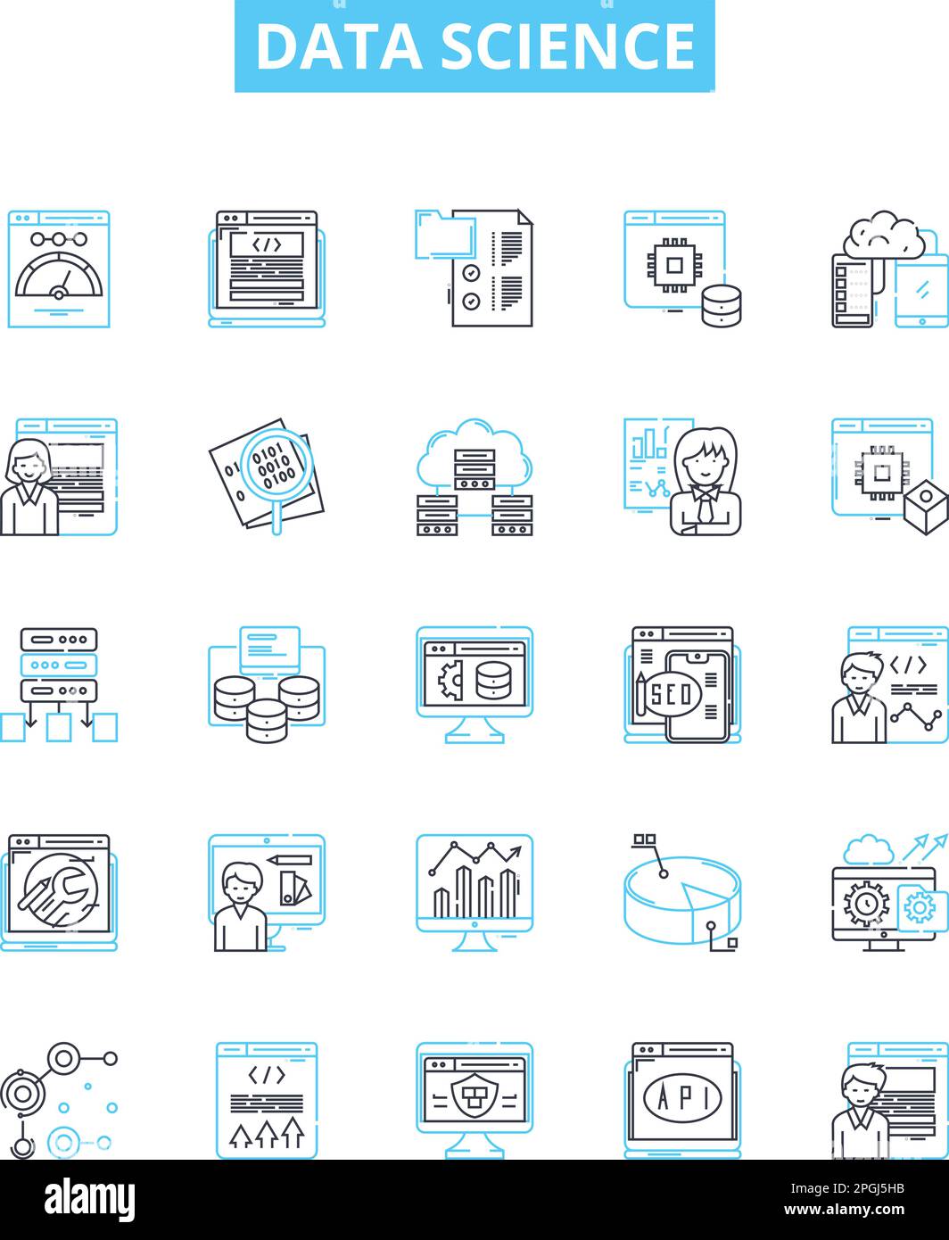 Data Science Vector Line Icons Set Data Science Mining Analysis Machine Learning 