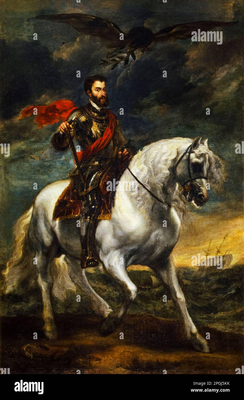 Holy Roman Emperor Charles V (1500-1558) on horseback, equestrian ...