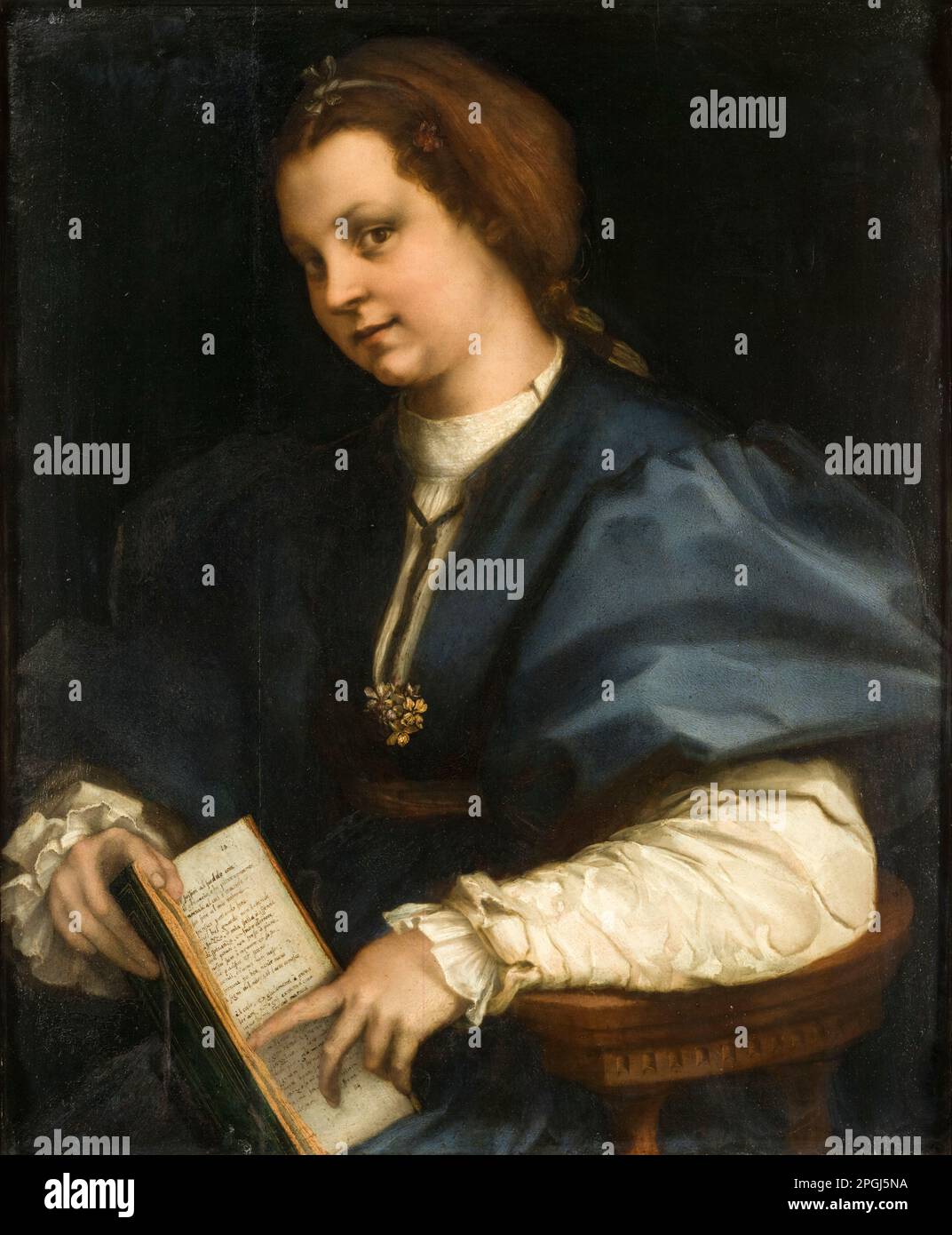 Andrea del Sarto, Lady with a book of Petrarch's rhyme, portrait ...
