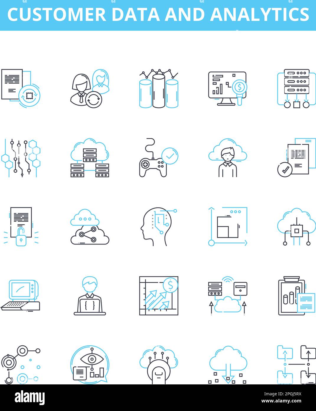 Customer data and analytics vector line icons set. customer, data ... Customer data and analytics vector line icons set. customer, data ...