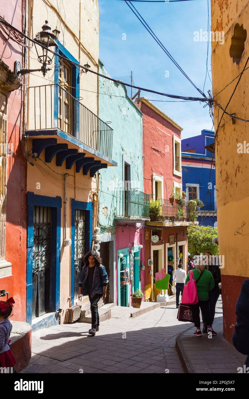 Guanajuato, Guanajuato, Mexico, A street scene with colonial ...