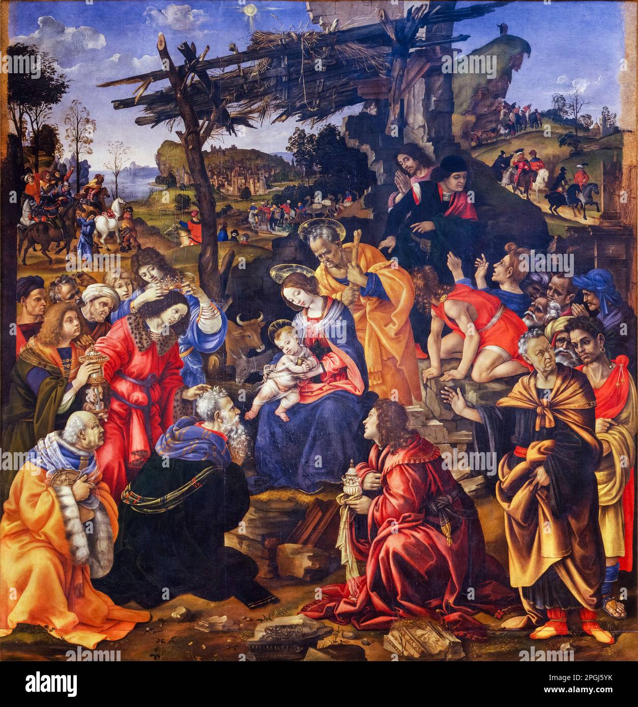 Fra Filippo Lippi, Adoration of the Magi, painting in tempera on panel, 1496 Stock Photo - Alamy