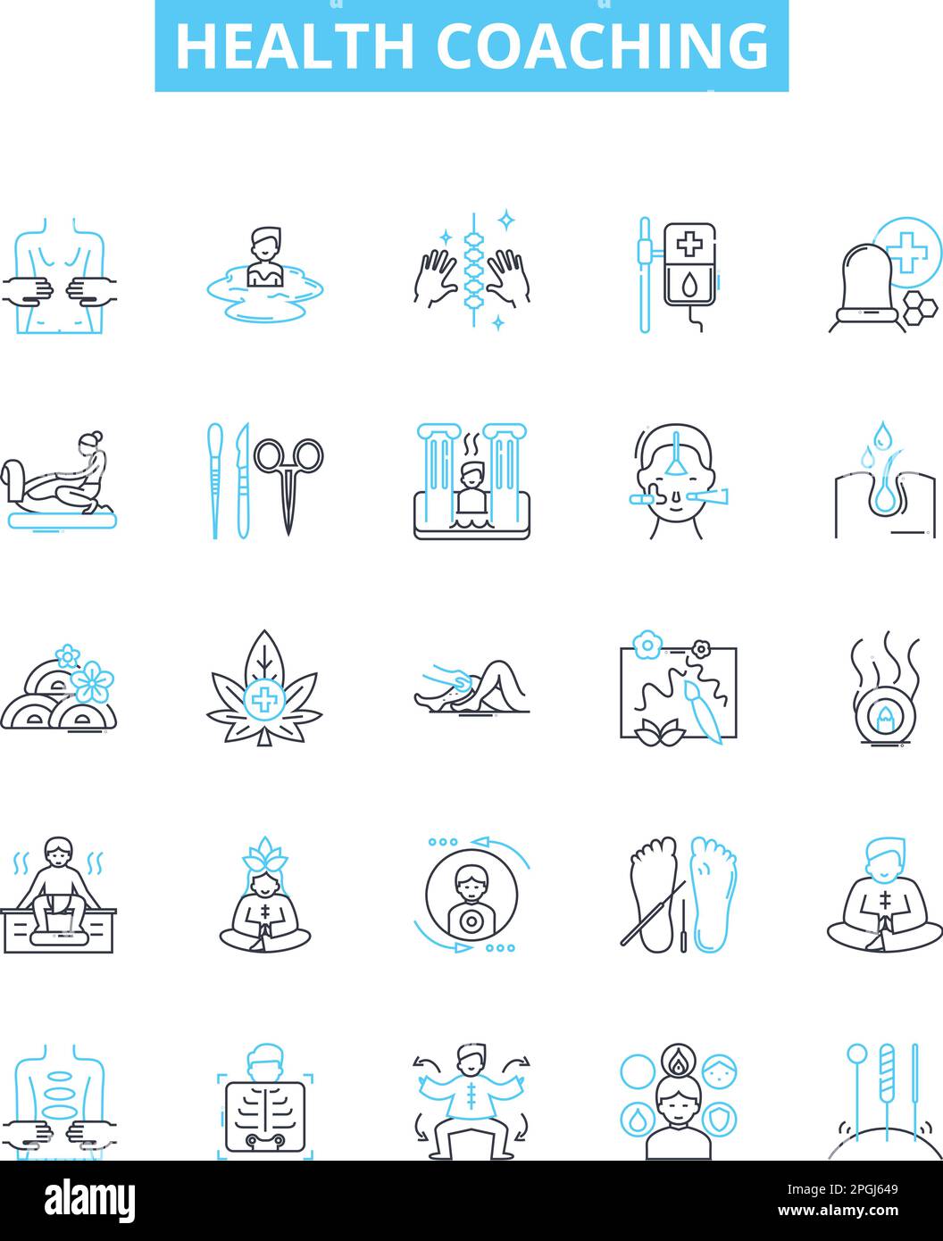 Health coaching vector line icons set. Wellness, Nutrition, Coaching ...
