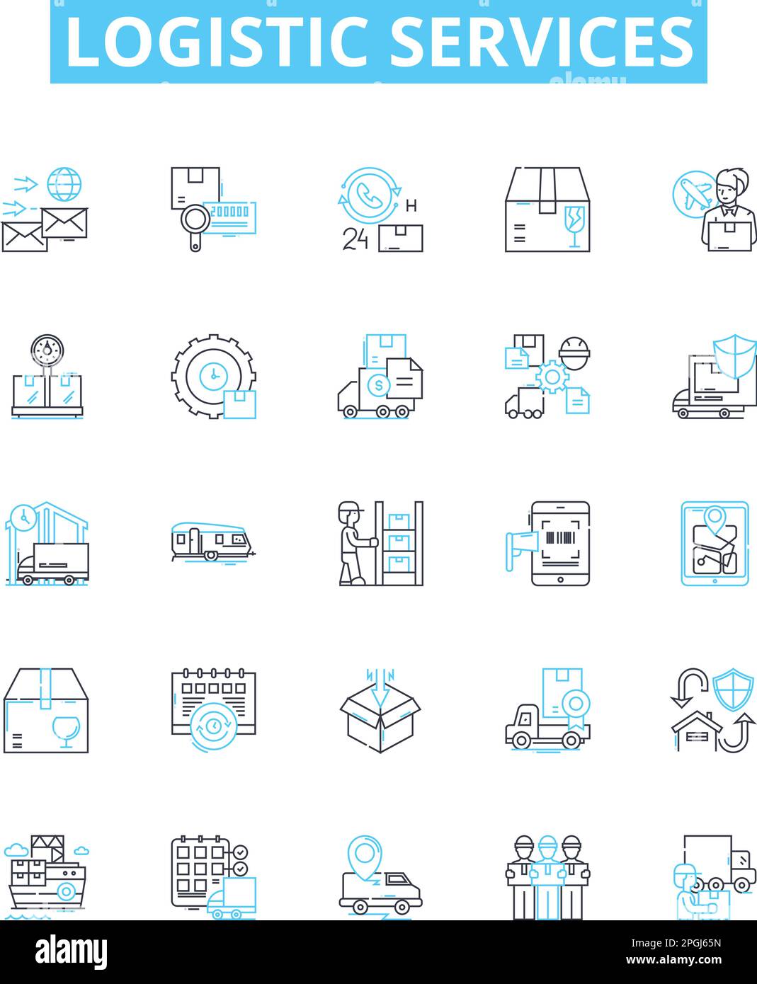 Logistic services vector line icons set. Logistics, Services, Delivery, Shipping, Freight ...