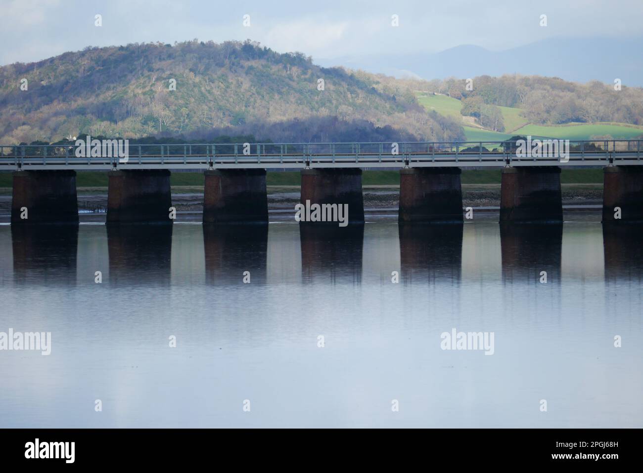 The 50-span Railway Viaduct Crossing the River Kent Estuary from ...