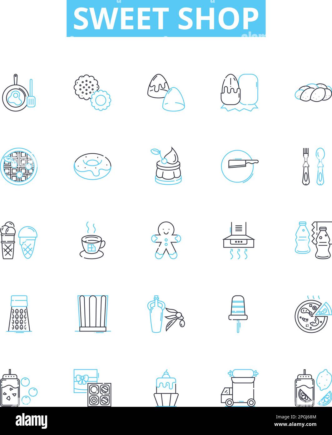 Sweet shop vector line icons set. Candy, Confectionery, Chocolates ...