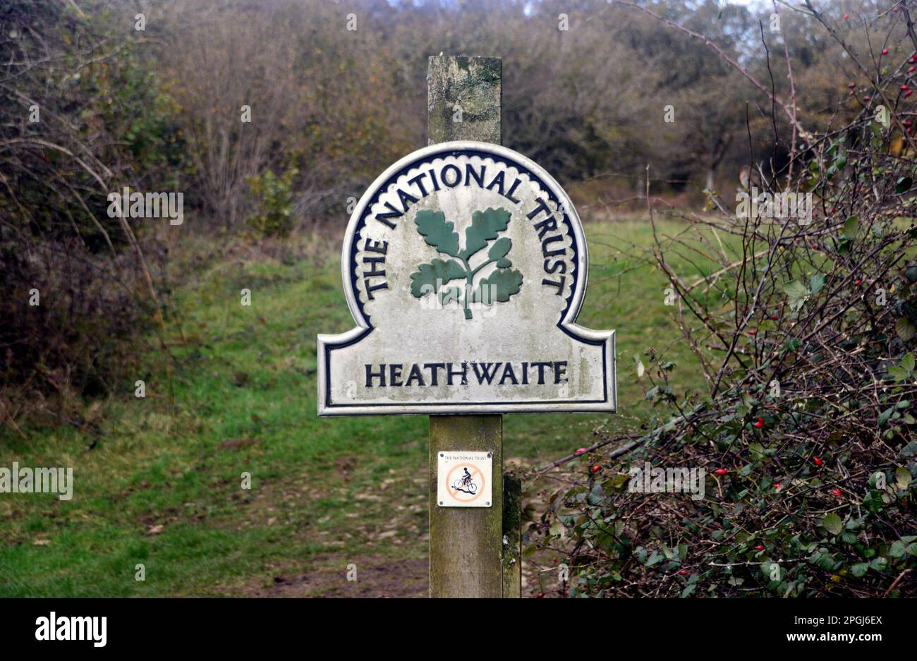 National Trust Signpost for Heathwaite Nature Reserve near Arnside ...