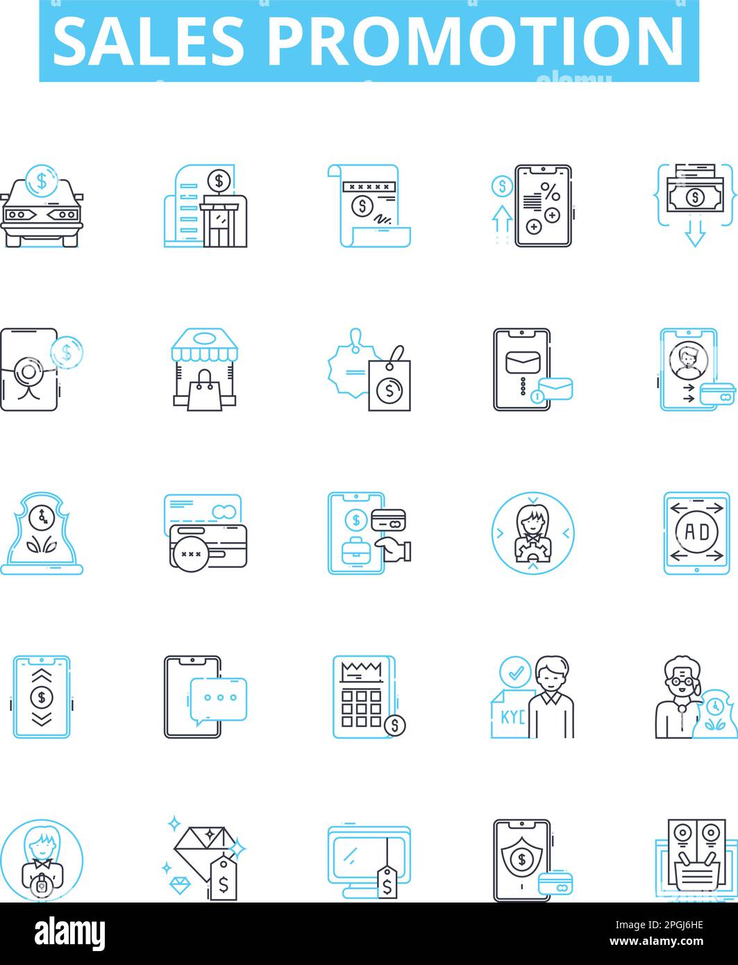 Sales promotion vector line icons set. Discounts, Deals, Offers ...