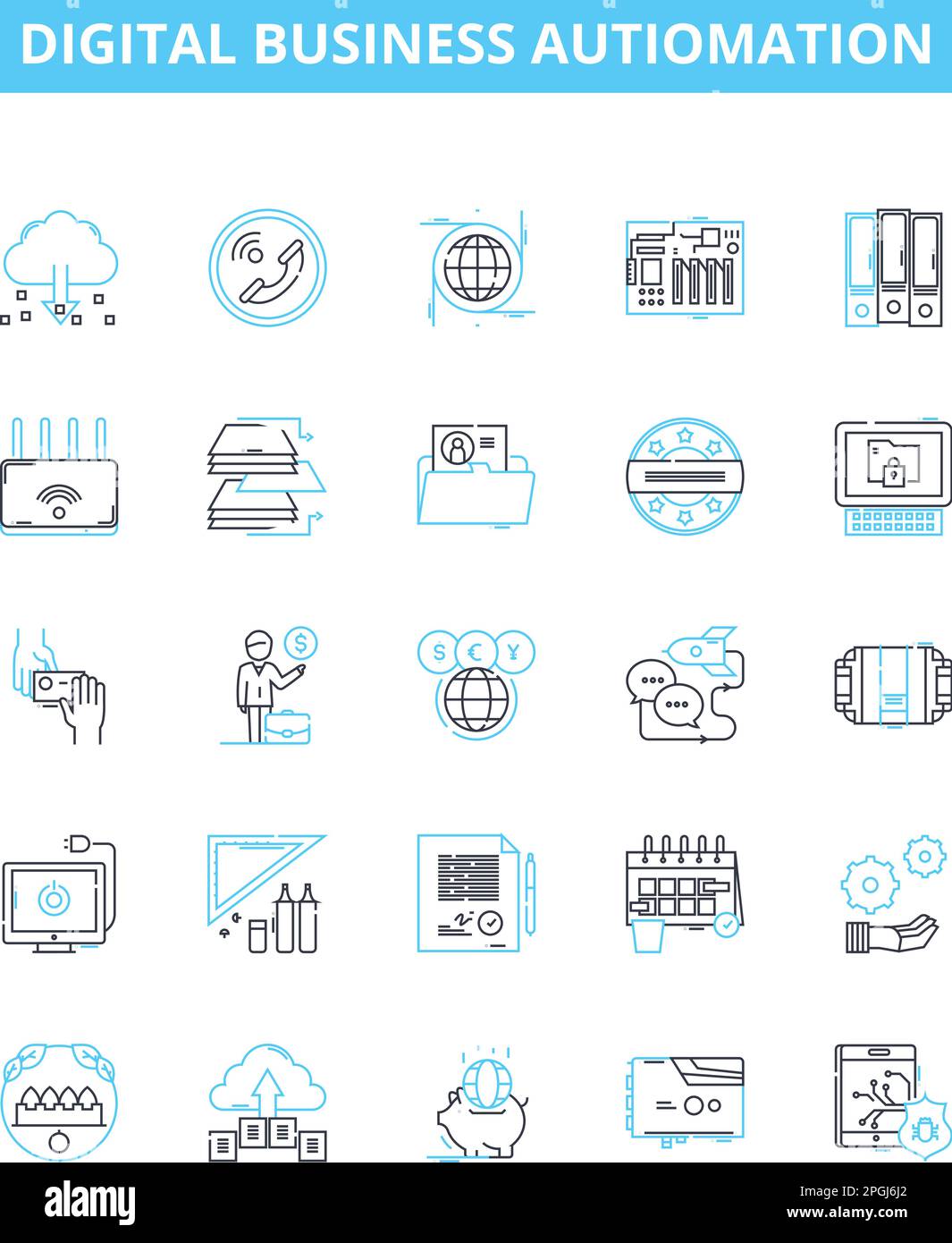 Digital business autiomation vector line icons set. Digital, Business ... Digital business autiomation vector line icons set. Digital, Business ...