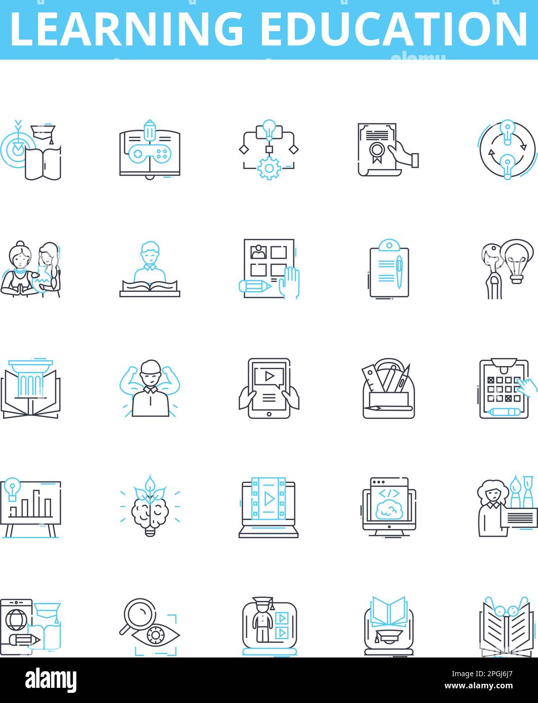 Learning education vector line icons set. Education, Learning, Studying, Knowledge, Instructing ...