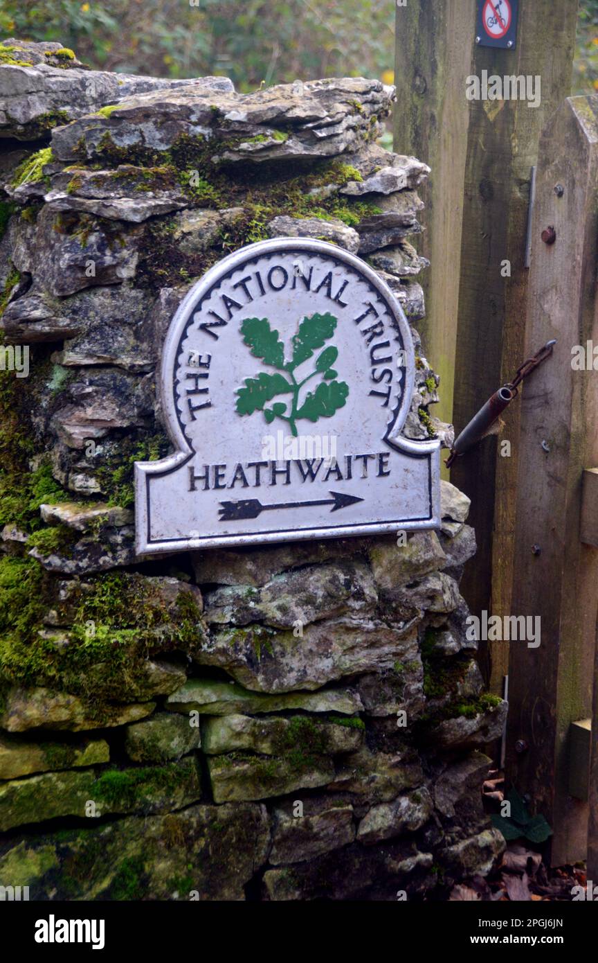 National Trust Signpost for Heathwaite Nature Reserve near Arnside ...