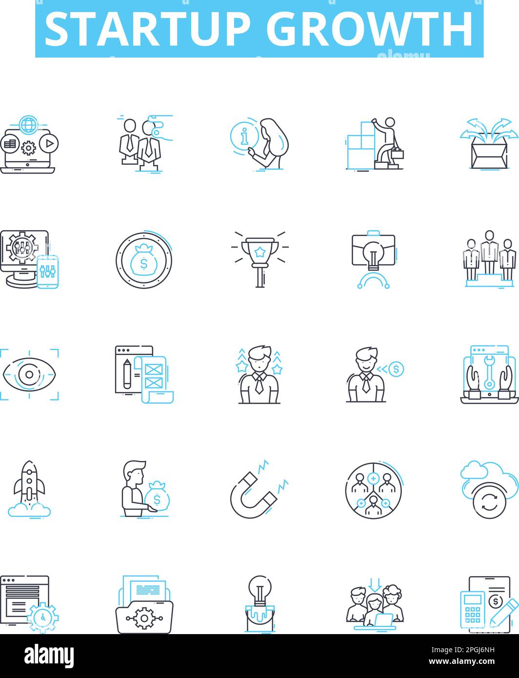 Startup growth vector line icons set. Entrepreneurship, Acceleration, Scaling, Funding ...