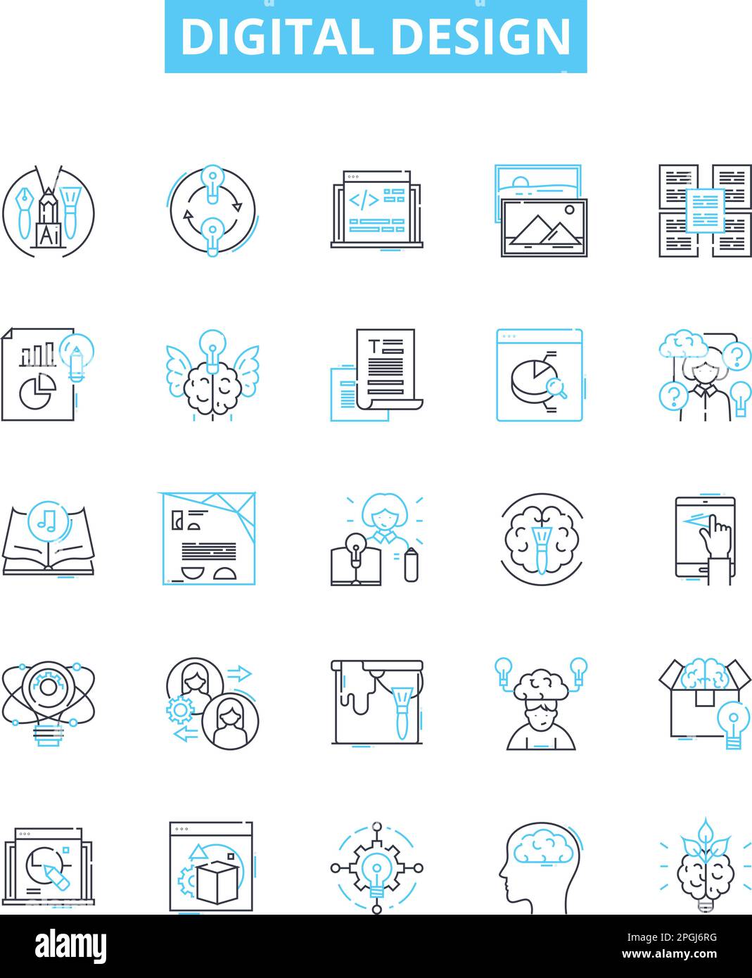 Digital design vector line icons set. Digital, Design, Web, Media ...