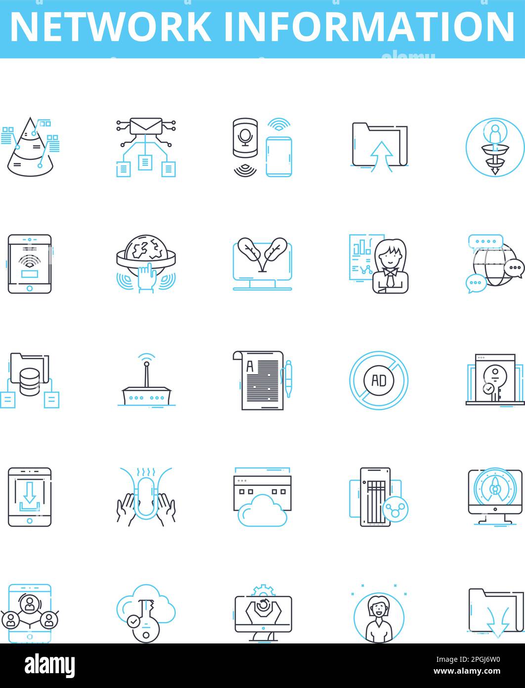 Network Information Vector Line Icons Set Network Information Protocols Ethernet Wi Fi Lan