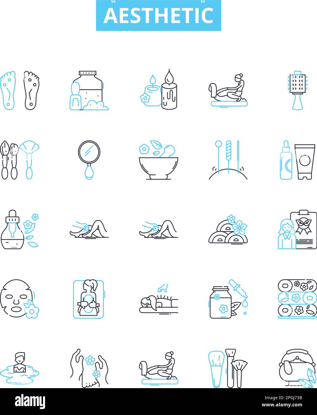 Aesthetic vector line icons set. Beautiful, Pretty, Elegant, Artistic ...