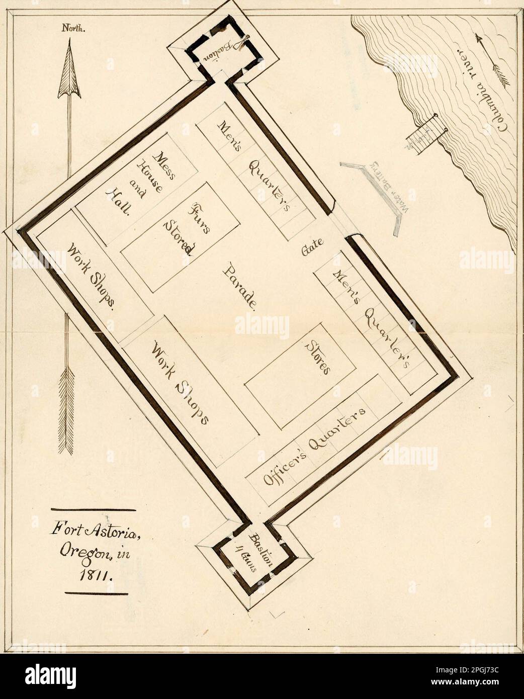 The layout of Fort Astoria in 1811 Stock Photo - Alamy